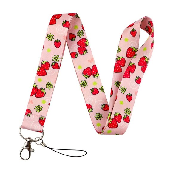 Jewelry | Strawberry Print Lanyard With Clip Cute Functional | Poshmark